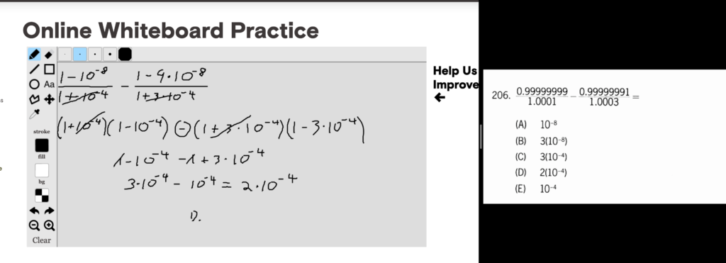 (0.99999999/1.0001)−(0.99999991)/1.0003 = - Atlantic GMAT Tutoring