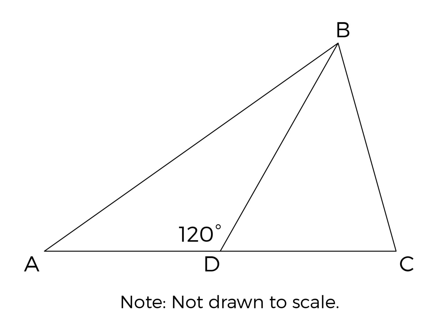 In the figure shown, AC = 2 and BD = DC = 1. What is the measure of ...