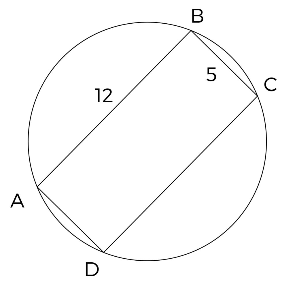 If Rectangle ABCD Is Inscribed In The Circle Above What Is The Area Of 
